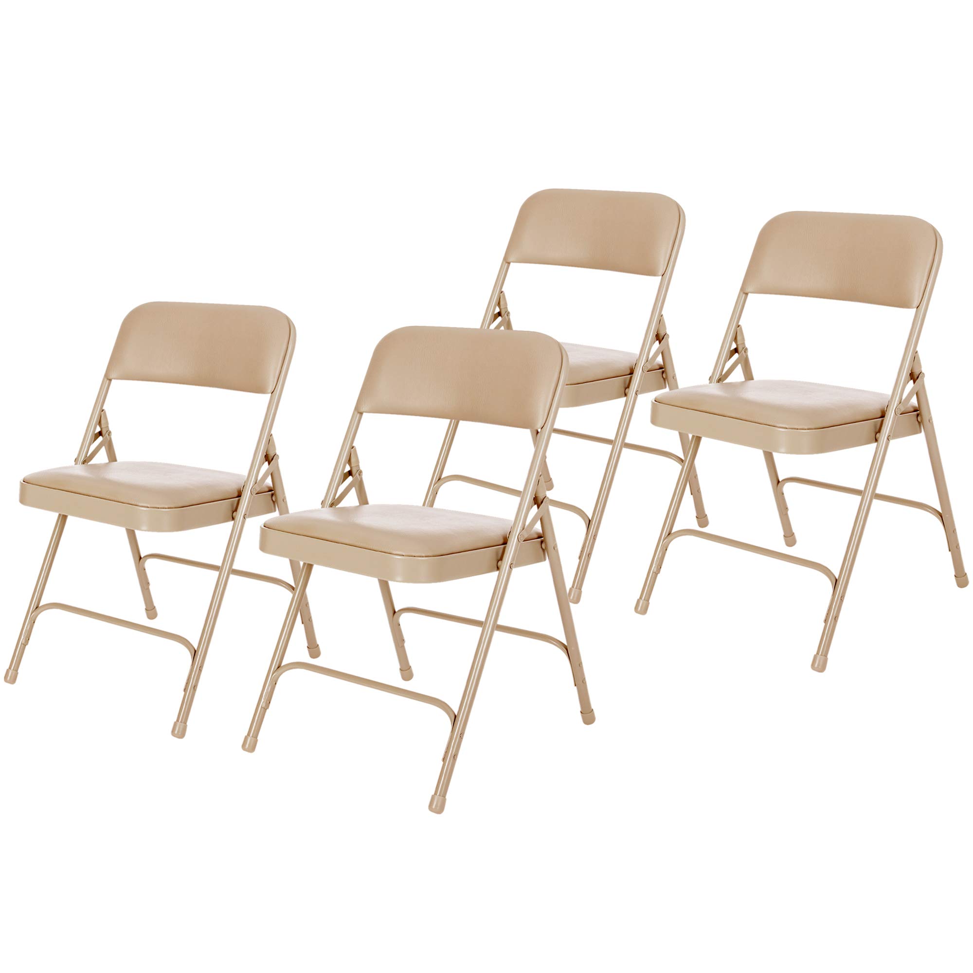 OEF Furnishings (4 Pack Premium Vinyl Padded Folding Chair, Beige