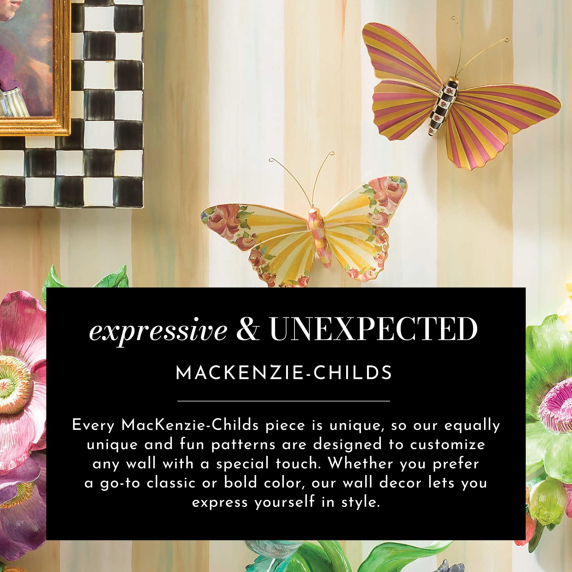 MACKENZIE-CHILDS Butterfly Duo, Hanging Butterfly Wall Decor, Garden Butterflies, Set of 2