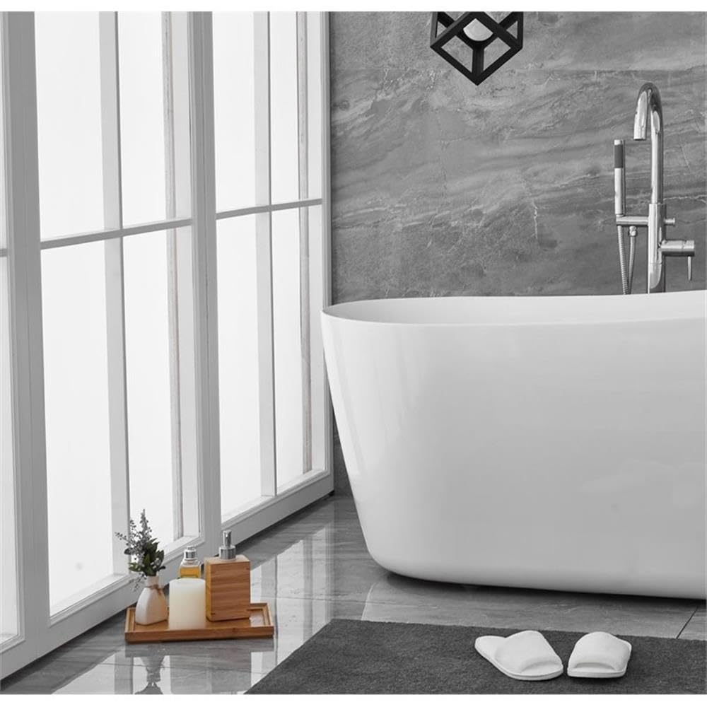 Elegant Decor Indoor Modern 59 inch soaking single slipper bathtub in glossy white