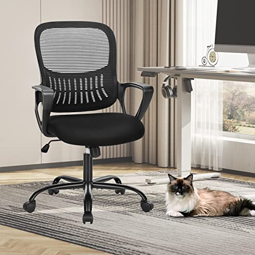 Office Chair, Ergonomic Office Chair Computer Chair Mesh Home Office Desk Chairs with Armrests, Rolling Swivel Chair with Lumbar Support Height Adjustable
