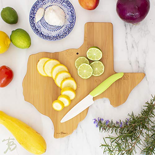 Totally Bamboo Destination Texas State Shaped Serving and Cutting Board, Includes Hang Tie for Wall Display
