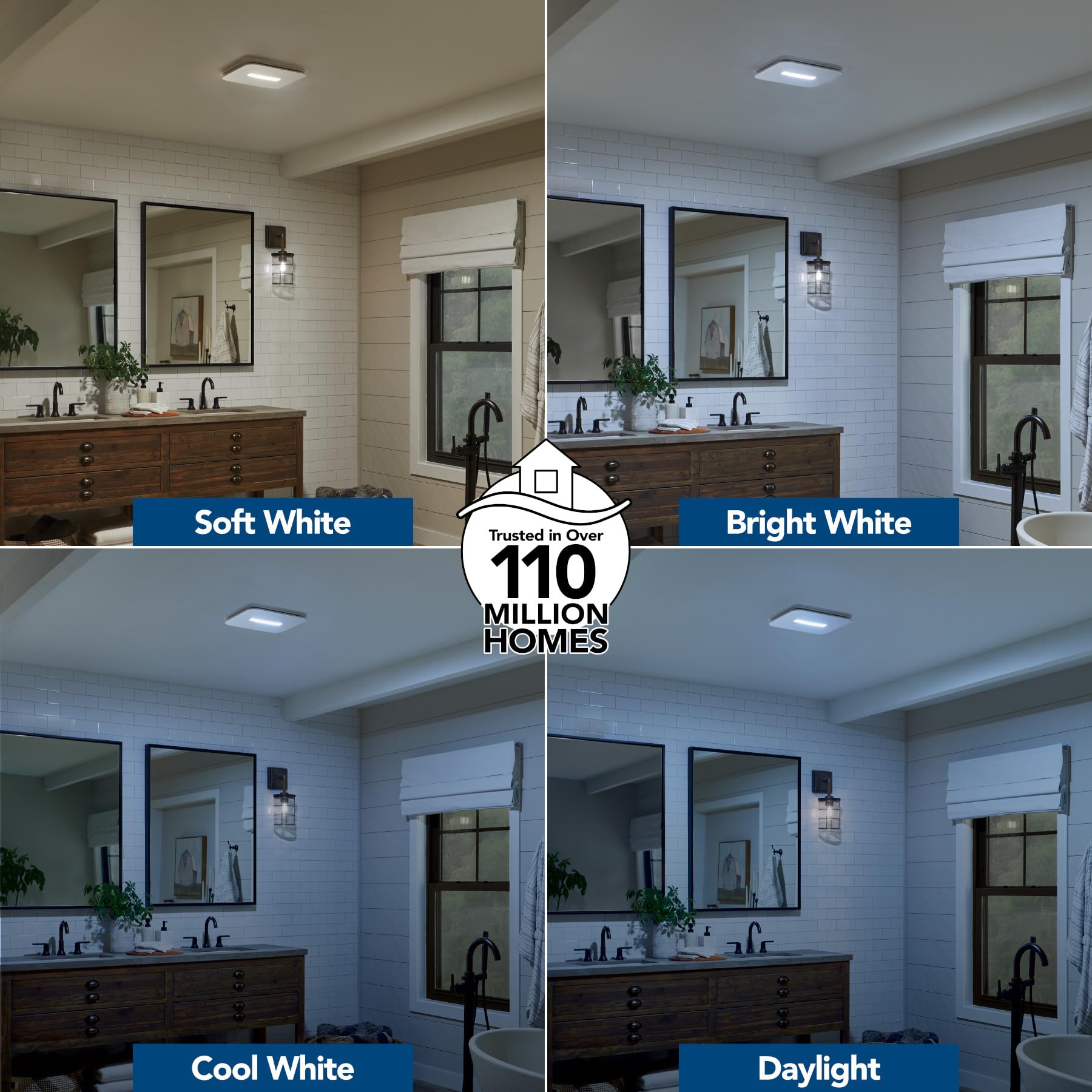 Broan-NuTone AER80CCTK CleanCover Bath Fan, 80 CFM, 0.7 Sone, with Selectable CCT LED Light, Energy Star