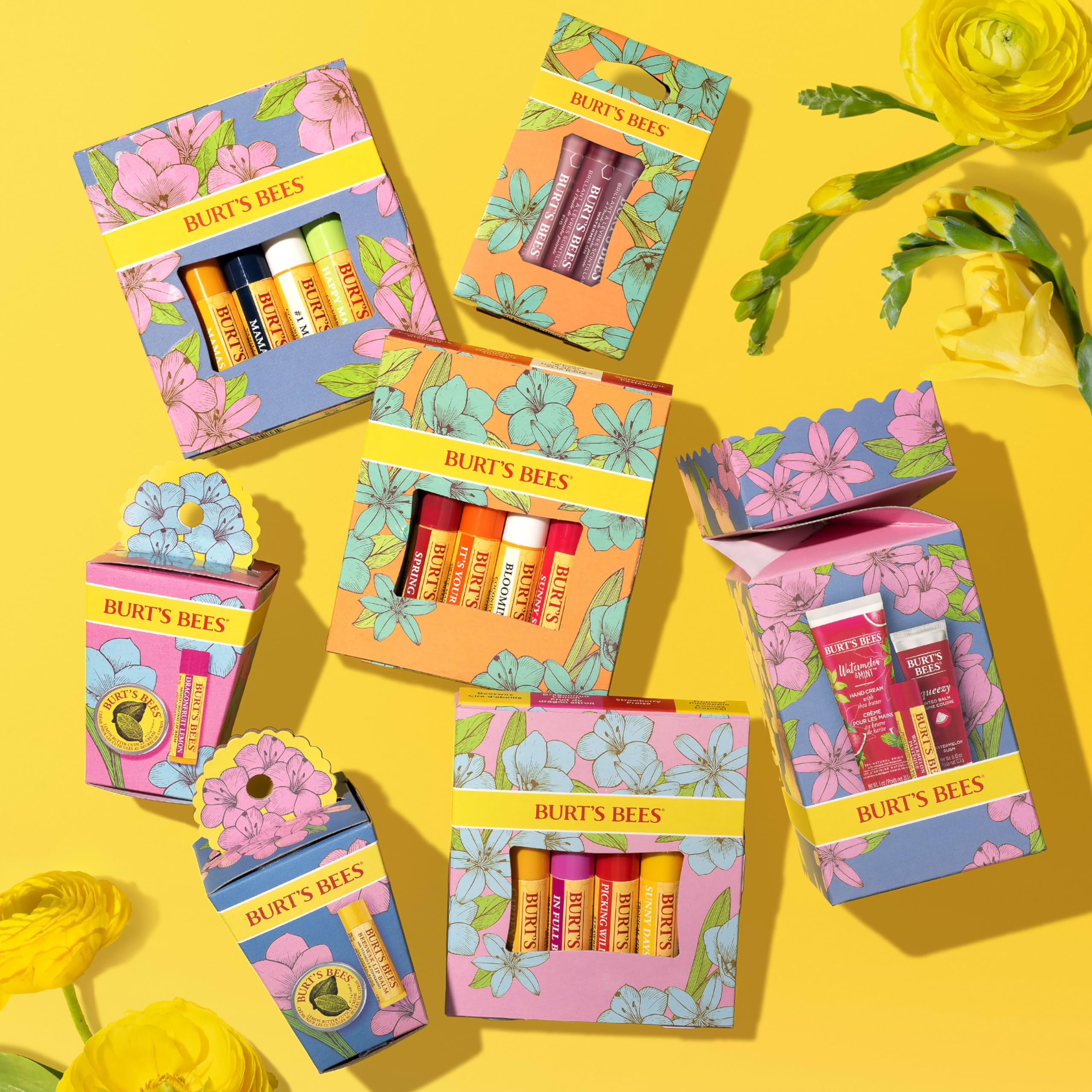 Burt's Bees Stocking Stuffers, Spring Surprise Set, Dragonfruit Lemon Lip Balm and Lemon Butter Cuticle Cream, Natural Origin Lip Moisturizer With Responsibly Sourced Beeswax Christmas Gifts, 2 Count