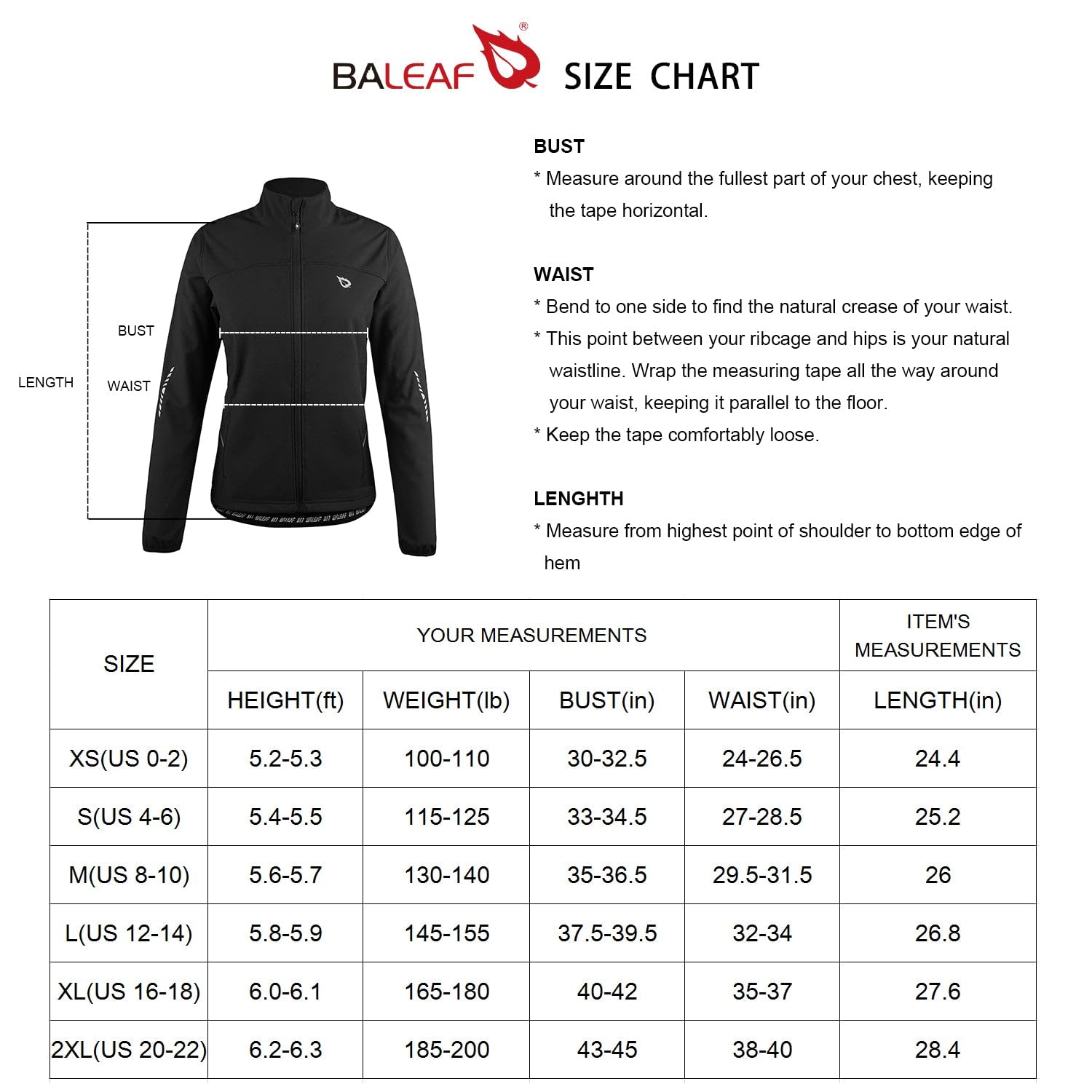 BALEAF Women's Cycling Jacket Windproof Thermal Winter Running Cold Weather Gear Waterproof Softshell Warm Black Size L