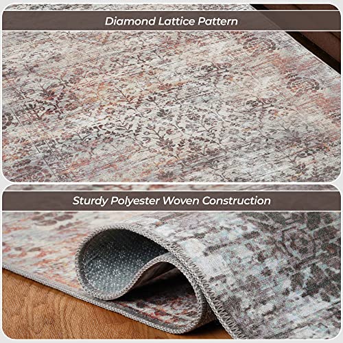 BNM Indoor Runner Rug, Non-Slip Backing for Kids or Pets, Entryway, Living Room, Kitchen, Dorm, Bedroom, Hallway, Machine Washable Rugs, Floor Cover, Diamond Lattice Home Decor, 2' 7" x 8', Cream