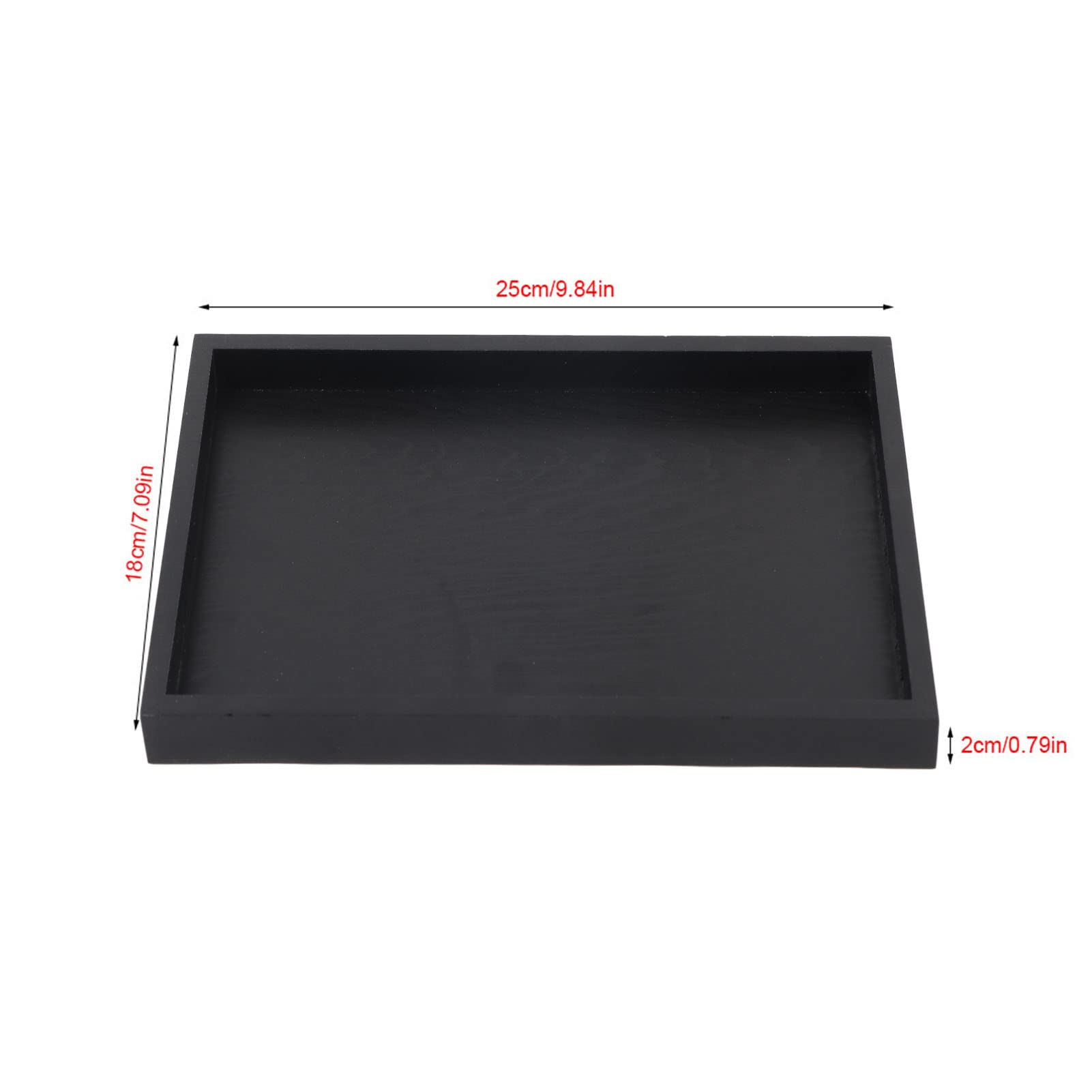 Black Wood Serving Tray, Small Rectangle Solid Wood Trays Non Slip Tea Snack Breakfast Plate Decorative Wooden Platters Food Meals Coffee Table Home Kitchen Restaurant Parties Bathroom Bar Dinner