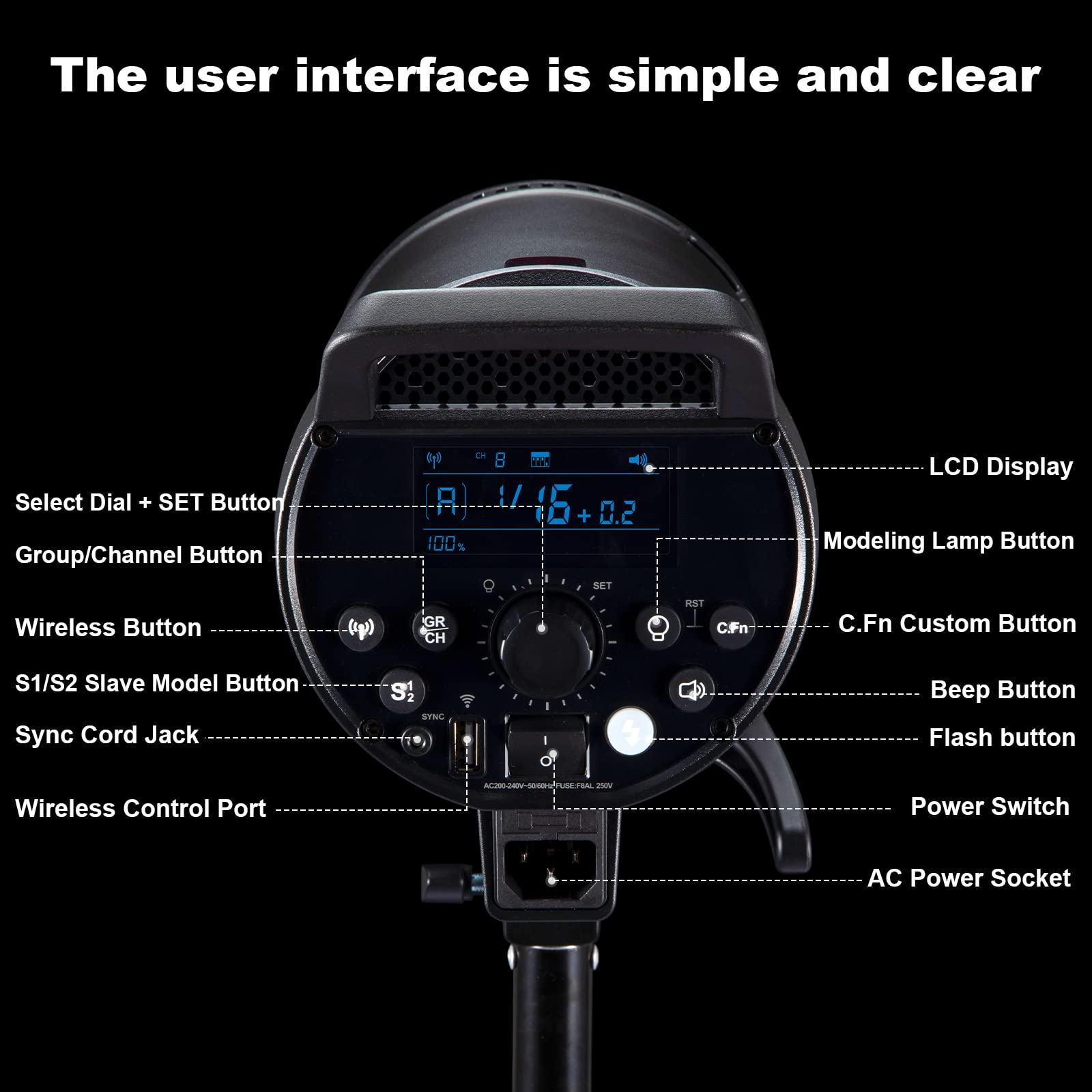 Godox DP600III 600Ws GN80 Studio Flash Strobe Monolight with Bowen Mount, 5600K±200K, 1/2000-1/800S Flash Duration, 1s Recycling time, Built-in Godox 2.4G Wireless System(110V)
