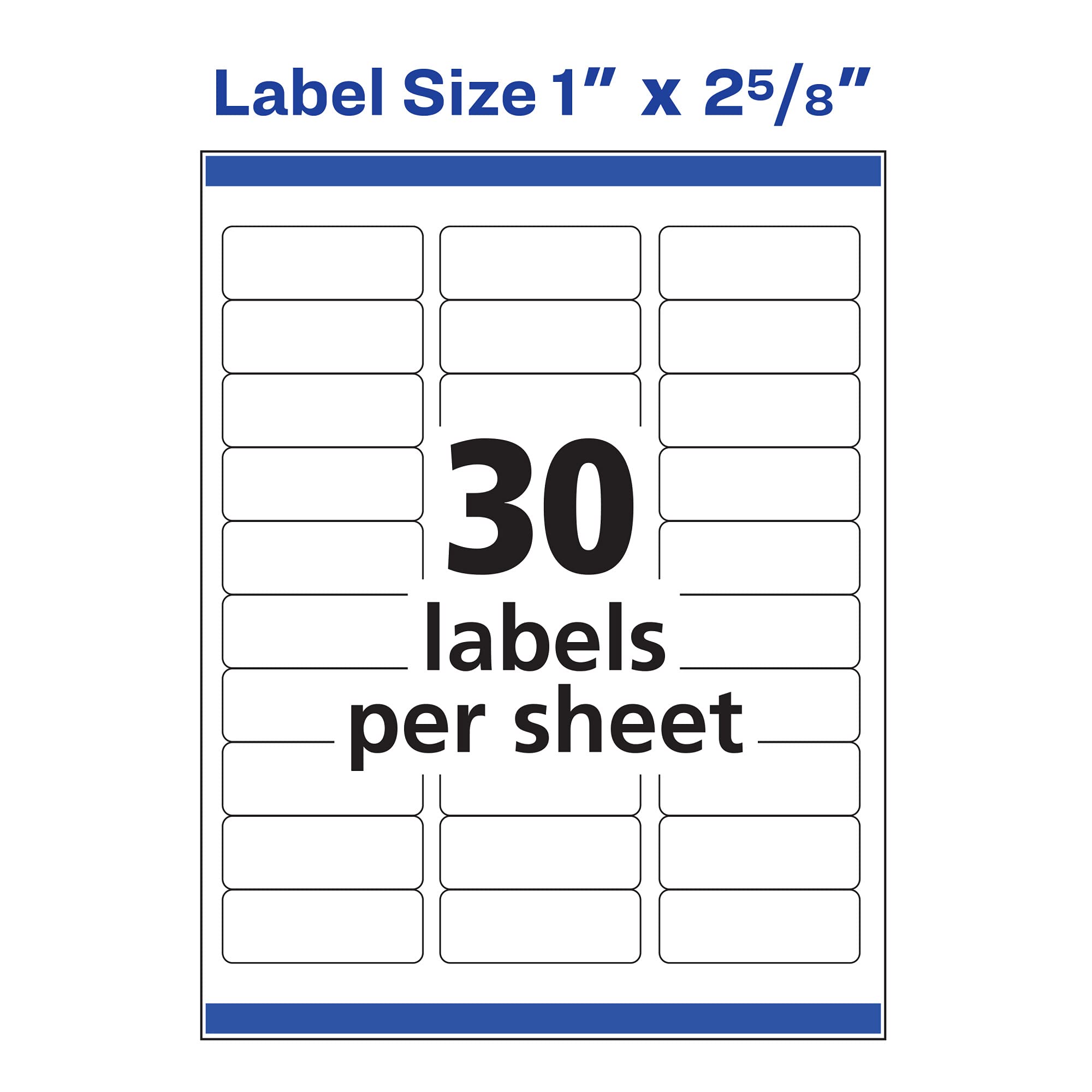 Avery Mailing Address Labels,Laser & Inkjet Printers,300 Labels, 1 x 2-5/8, Permanent Adhesive,5 Packs (18160)