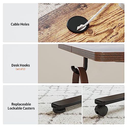 BANTI 48'' Electric Standing Desk,Adjustable Height Stand Up Desk,Sit Stand Home Office Desk, Rustic Brown Top