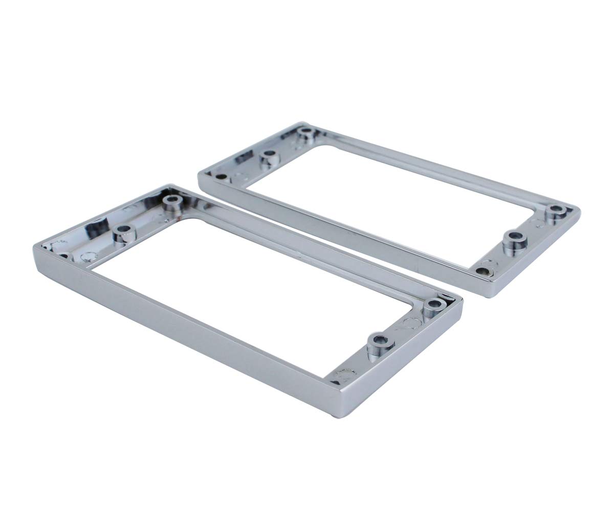 Guyker Flat Metal Humbucker Pickup Mounting Ring Set - Bridge Neck Pickups Cover Frame Replacement Part for Electric Guitar or Precision Bass(2PCS, Chrome)