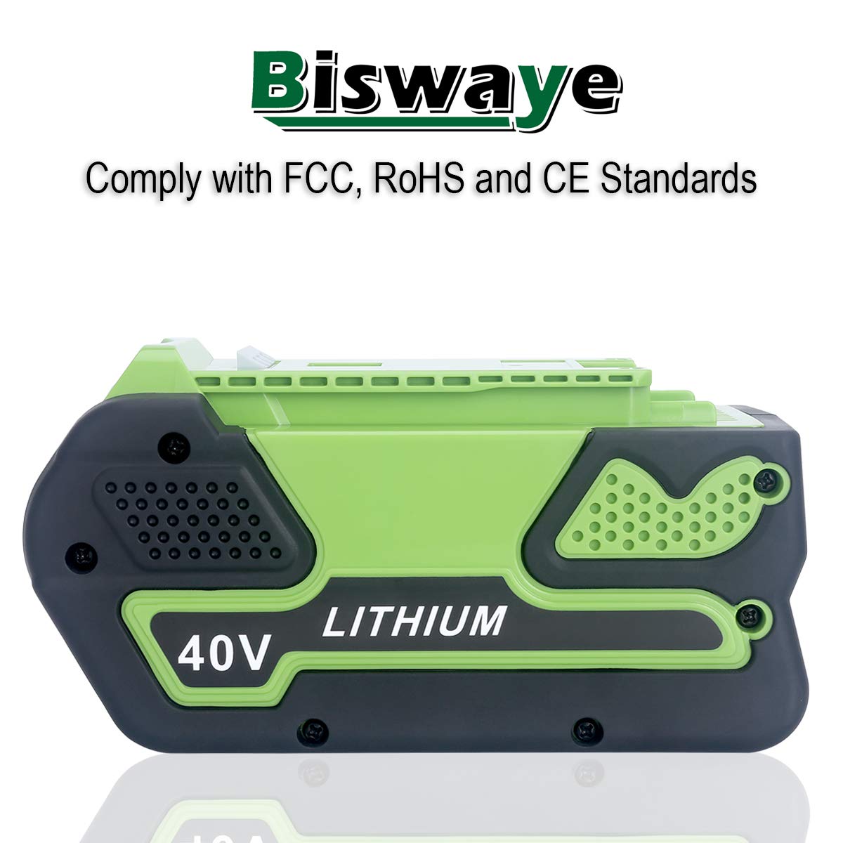 Biswaye 29472 6.0Ah 40V Lithium Battery Replacement for GreenWorks 40V G-MAX Power Tools 29462 29252 20202 22262 25312 25322 20642 22272 27062 21242 Battery