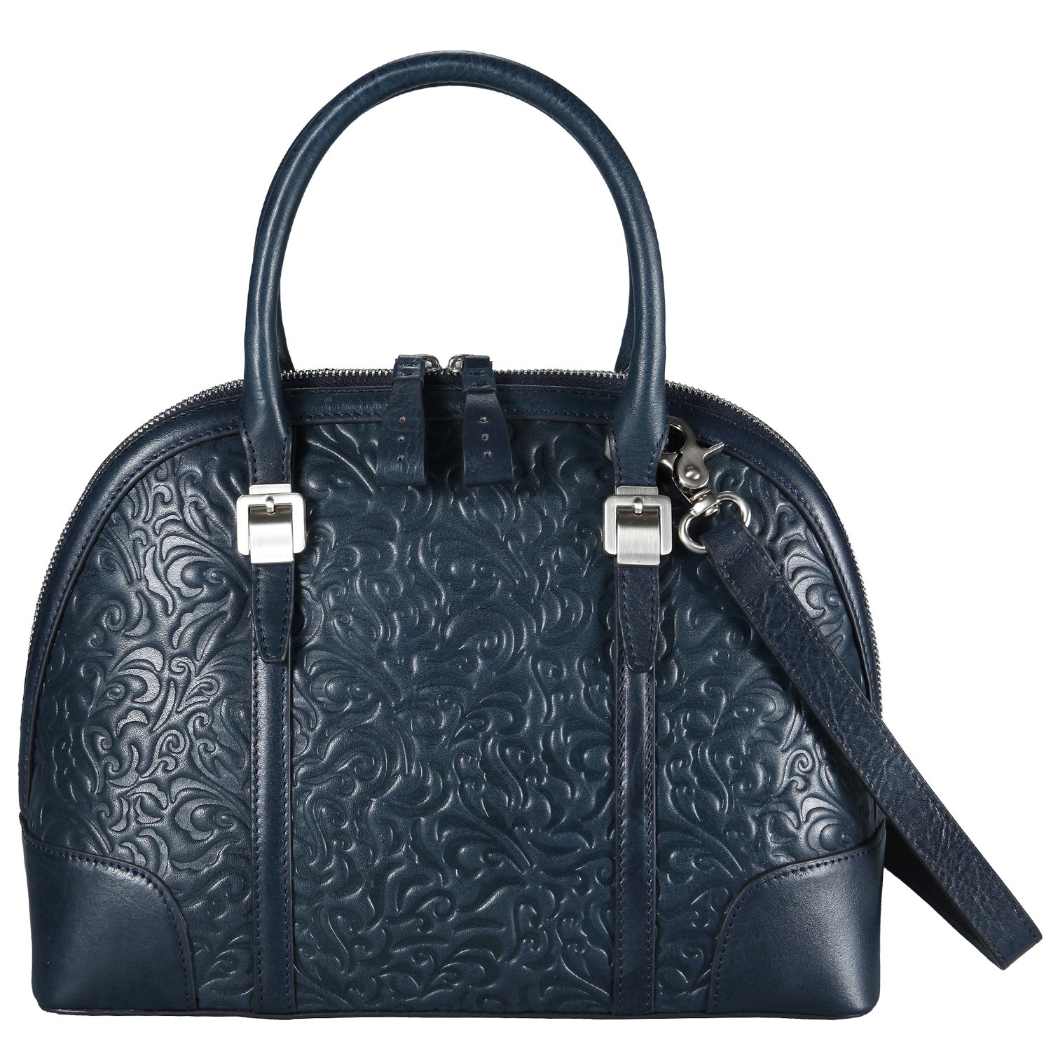 Banuce Blue Embossed Pattern Leather Handbags for Women Purse Shoulder Tote Bag