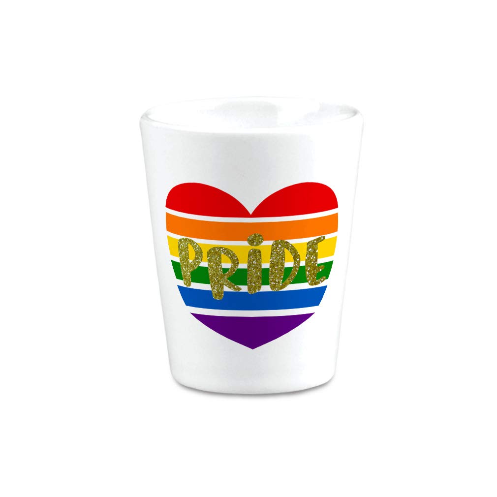 Ceramic Shot Glasses Gay Lgbtq Heart Pride Glitter Bar Supplies Accessories 2 Oz