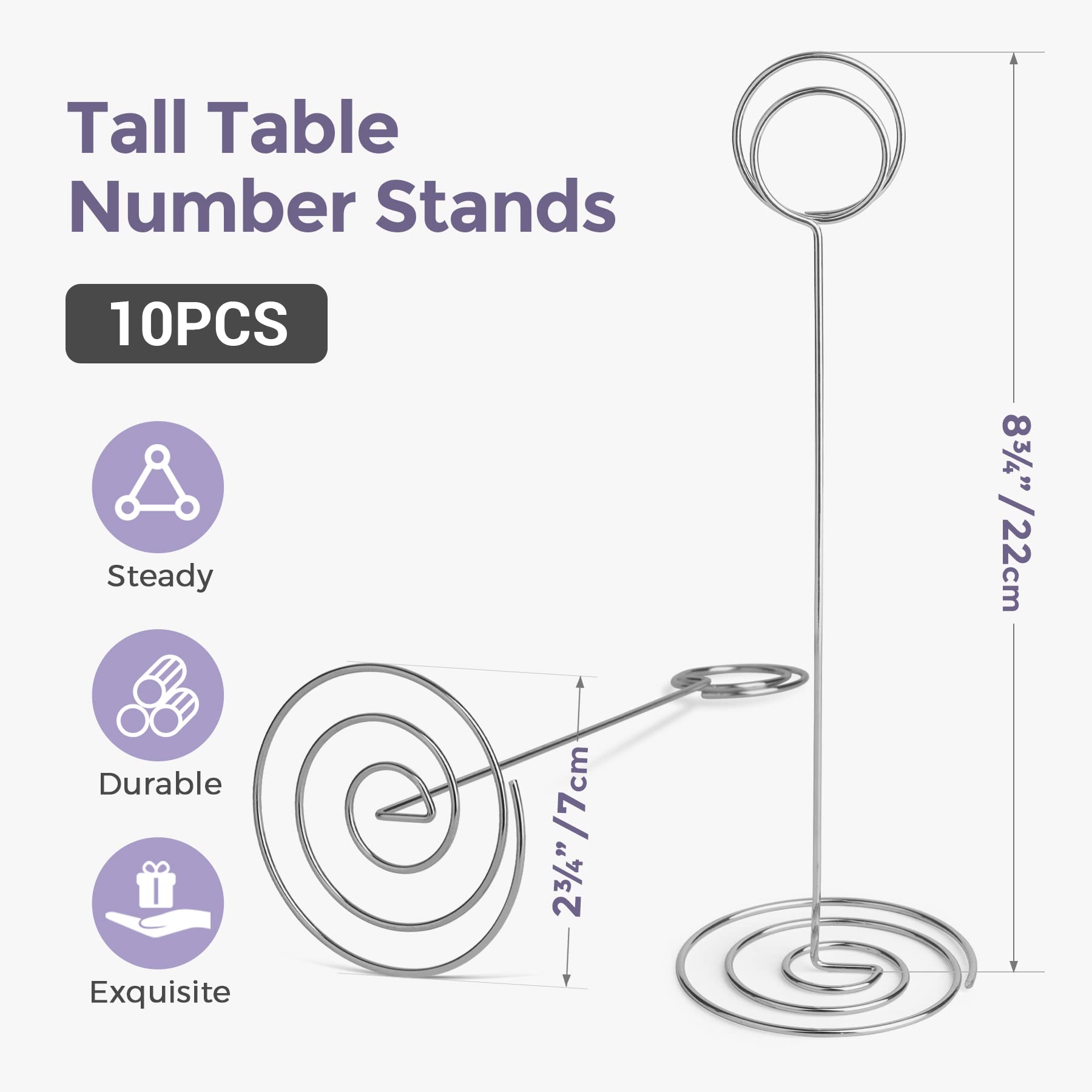 HomWanna Table Number Holders 10Pcs - 8.75 inch Place Card Holder Tall Table Number Stands for Wedding Party Graduation Reception Restaurant Home Centerpiece Decorations Office Memo (Silver)