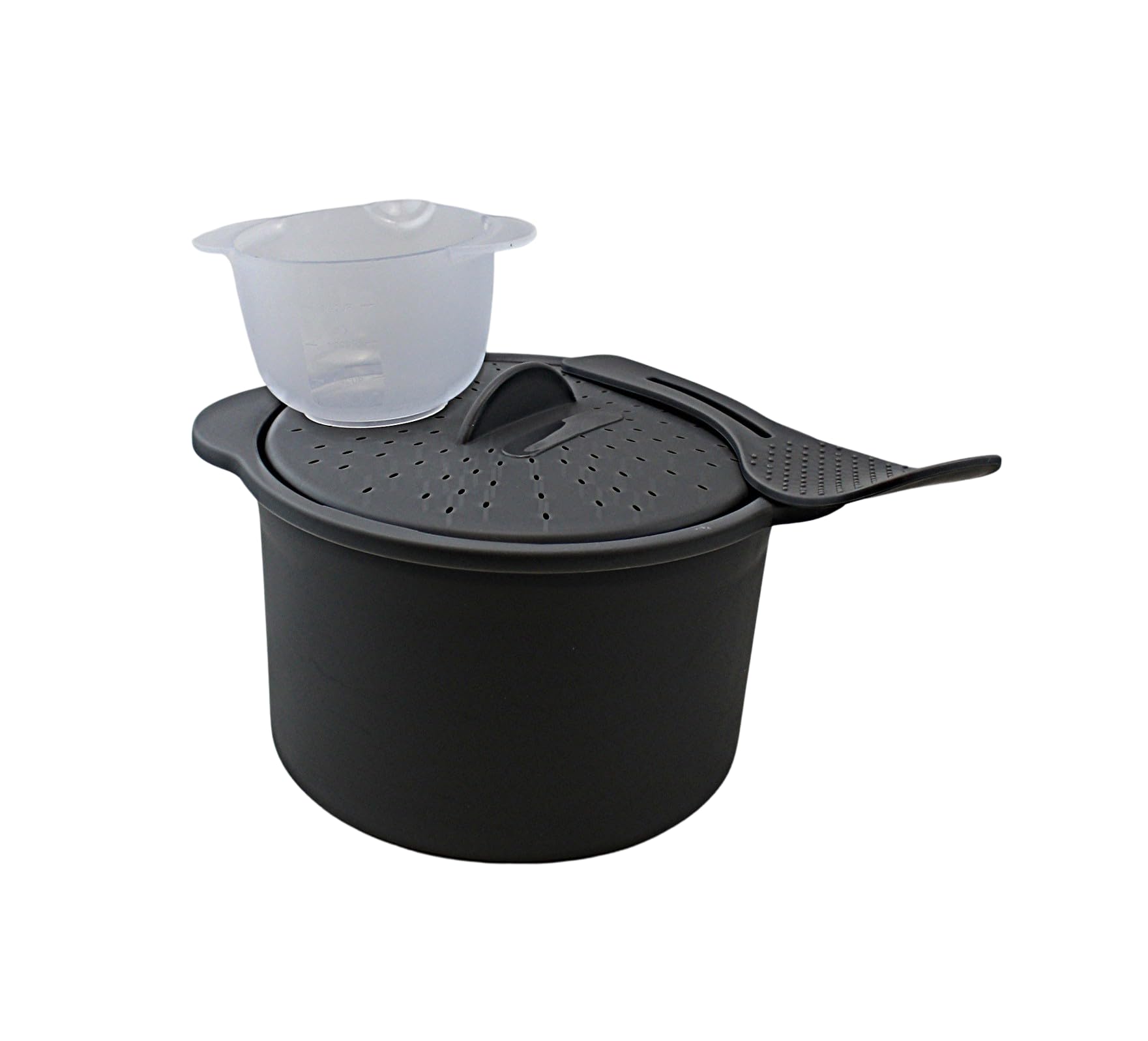 Dependable Industries Inc. Essentials Multi Use Microwave Rice and Grain Cooker Vegetable Steamer with Mixing Serving Paddle and Measuring Cup BPA Free 2.7L