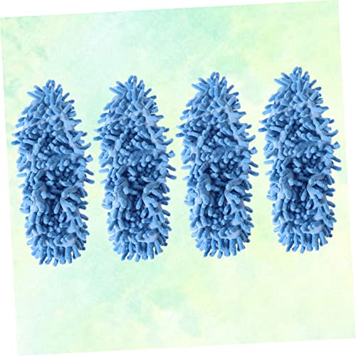 HEMOTON 4 Pcs Cleaning Mops Floor Cleaner Mop Floor Mops Mop Socks Slippers Socks Washable Mop Floor Cleaning Slipper Lay Shoe Cover Dust Mop Slipper Mop Cap Dust Collector Detachable Blue