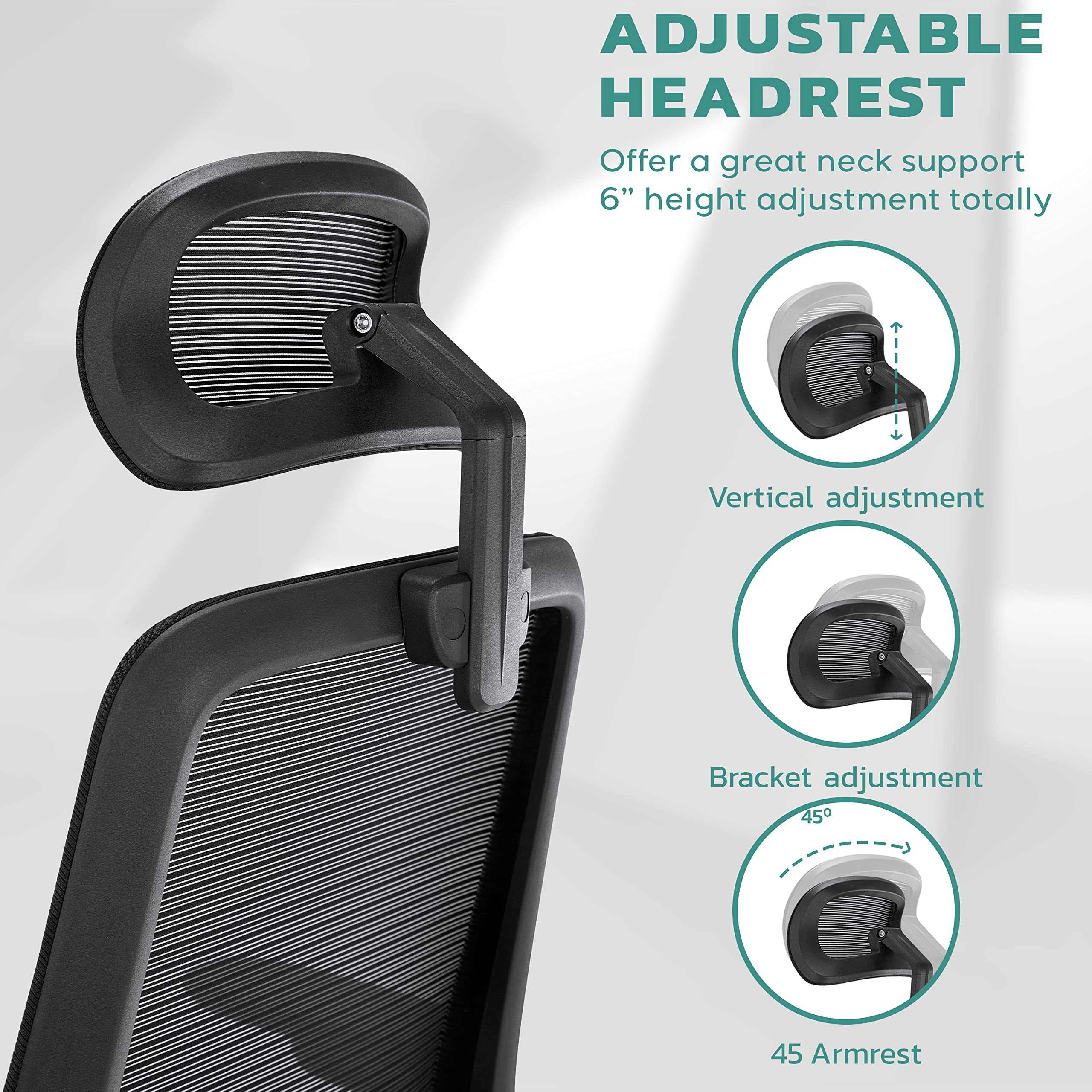 BROBRIYO Ergonomic Office Chair, Thick Cushioned Seat, Home Office Desk Chair with Seat Slider, Adjustable Lumbar Support,Headrest,3D Armrest,Tilt Function, Executive Chair Rolling