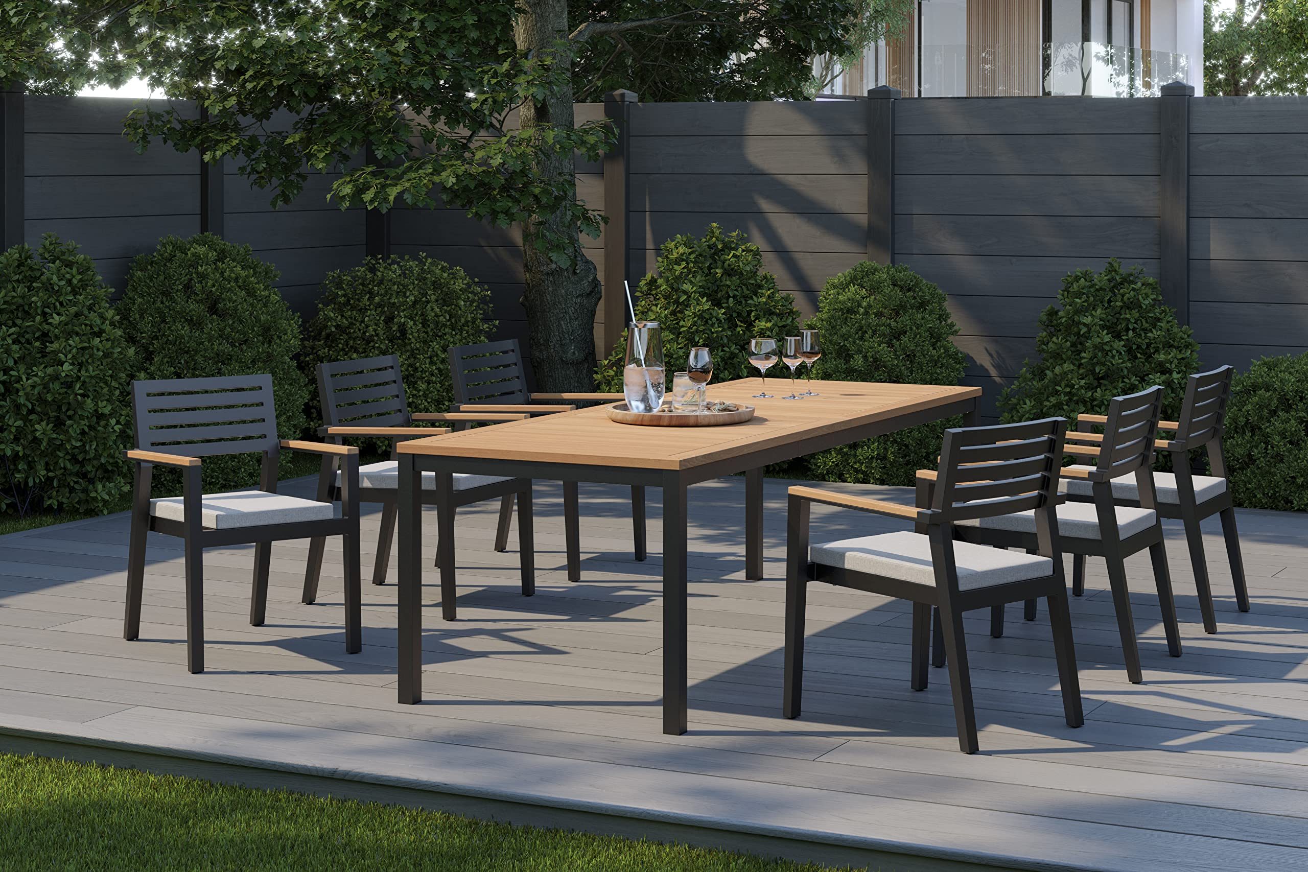 NewAge Products Outdoor Furniture Rhodes 7 Piece Dining Set with 96" Table, 91538