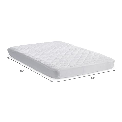 Sealy Waterproof Protection Fitted Toddler and Baby Mini Crib Mattress Pad Cover Protector, Noiseless, Machine Washable and Dryer Friendly, 38" x 24" - White