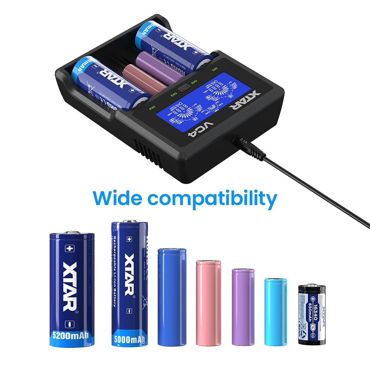 XTAR VC4 Charger for Lithium-ion and Ni-MH Batteries (Authentic USA Version)