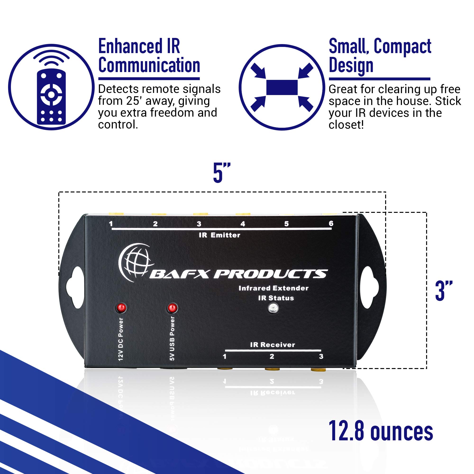 BAFX Products (Infrared) IR Remote Control Extender or IR Repeater Kit - Control 1 to 8 Devices (Expandable to 12!)