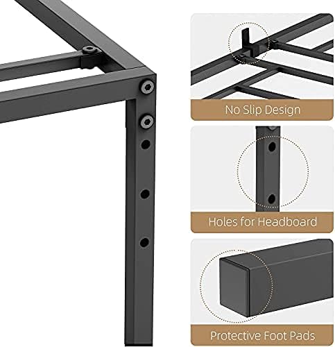 ELETHEBIA Queen Bed Frame Platform,14 Inch Metal Queen Size Bed Frames No Box Spring Needed,Heavy Duty Steel Slat Mattress Foundation,Easy Assembly,No Noise and No Shaking