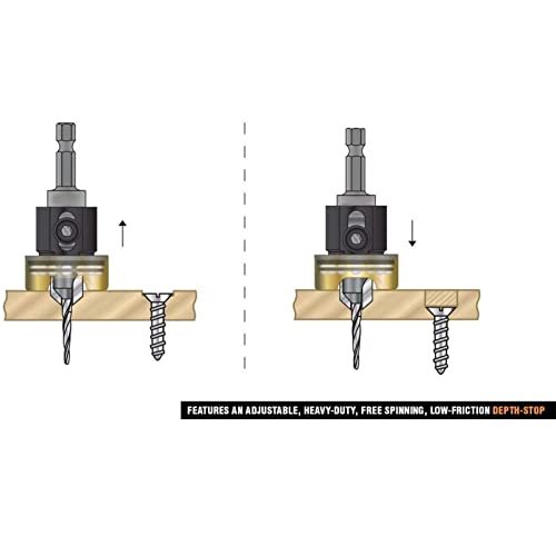 Countersink Drill Bit with Adjustable Drill Bit Depth, Carbon Steel 3/8 X 3/32 X 1/4in, Countersunk Drill Bit