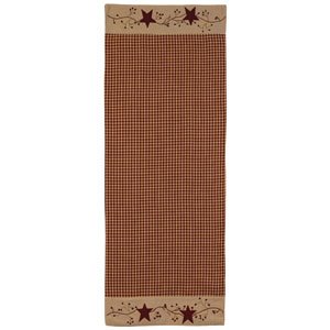 Stars and Berries 54" Table Runner - Great Gift Idea - Country Rustic Look - Tablerunner - Embroidered (One Pack)