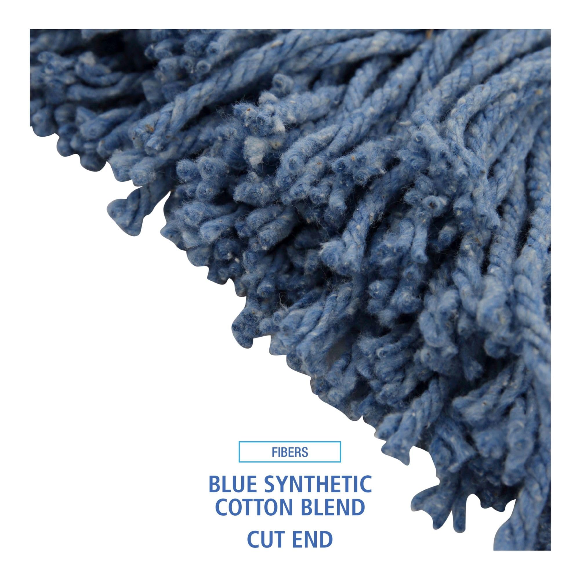 Boardwalk BWK2020B #20 Cut-End Standard Head Cotton/Synthetic Fiber Mop Head - Blue (12/Carton)