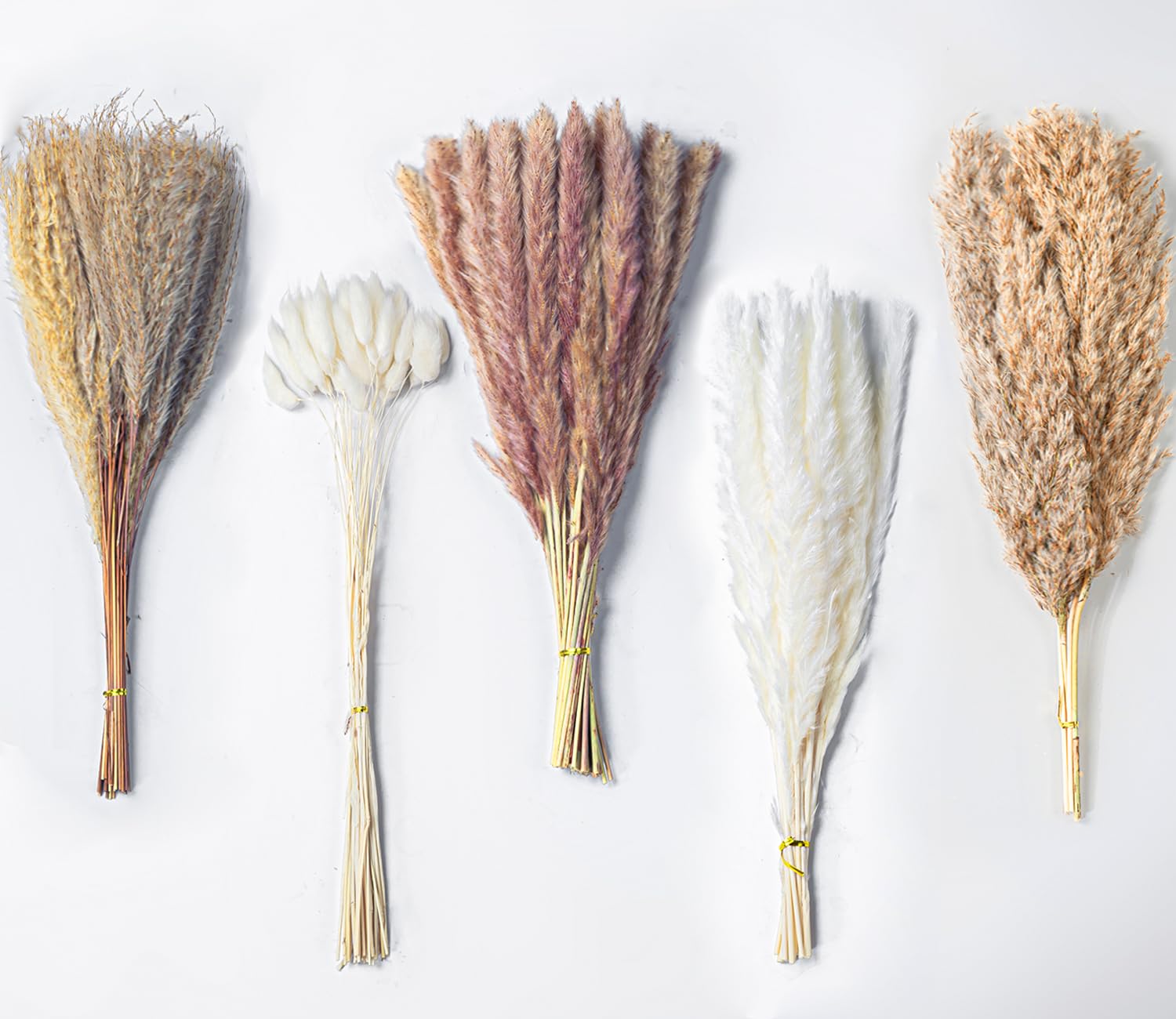 Bnecnet 110Pcs Dried Pampas Grass Decor - 17.5ā Natural Pampas Grass Bouquet, Bunny Tails Dried Flowers & Reed Grass Bouquet for Wedding Boho Flowers Home Table Decor, Rustic Farmhouse Party