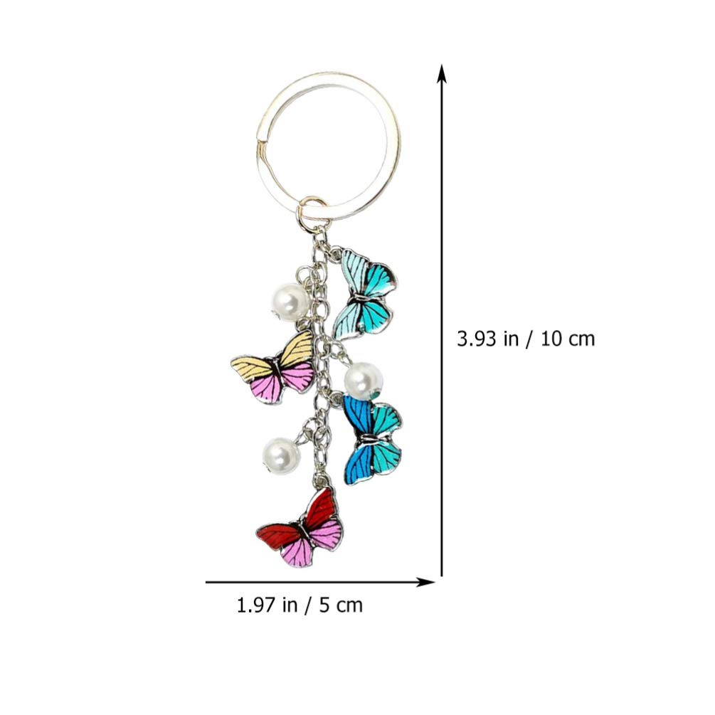 BESPORTBLE 2pcs Butterfly Key Chains Alloy Enamel Butterfly Pearl Keyring Clip Hook Key Charms Pendants for Handbag Purse Car Key Phone Backpack Decor