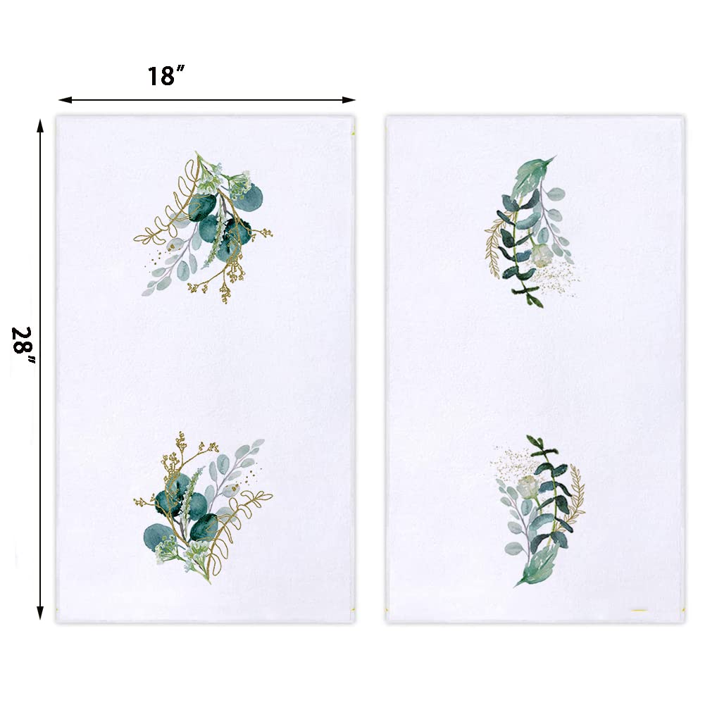 Botanical Eucalyptus Kitchen Dish Towel 18 x 28 Inch, Seasonal Spring Summer Greenery Tea Towels Dish Cloth for Cooking Baking Set of 2