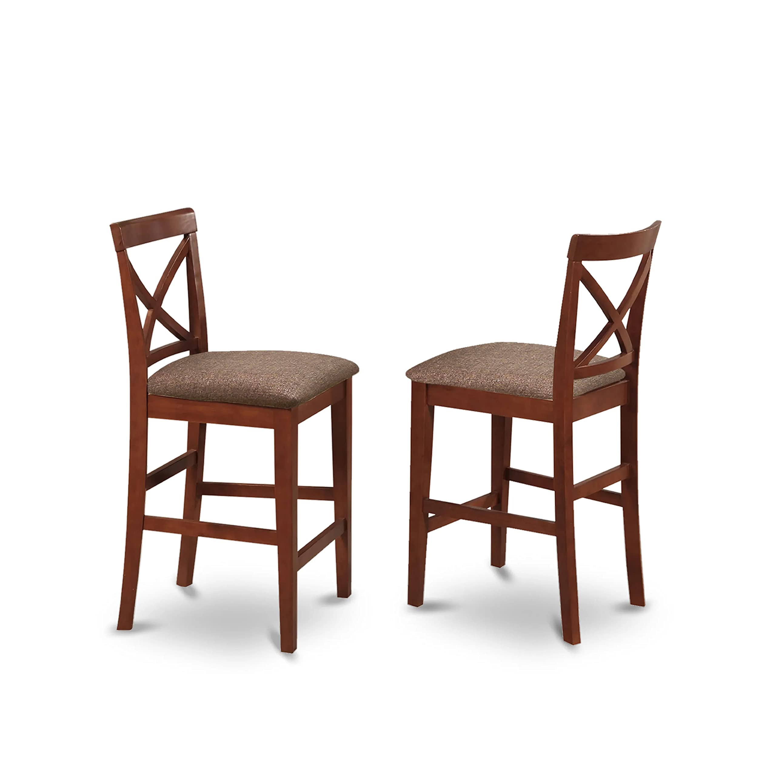 East West Furniture PUBS3-OAK-C 3 Piece Kitchen Counter Set for Small Spaces Contains a Square Table and 2 Linen Fabric Dining Room Chairs, 36x36 Inch