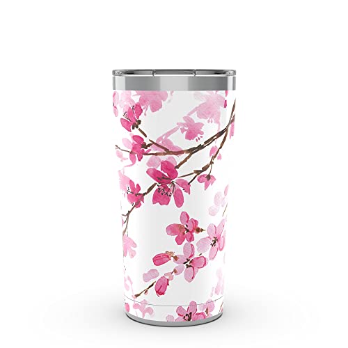Tervis Cherry Blossom Stainless Steel Tumbler with Clear and Black Hammer Lid, 20 oz