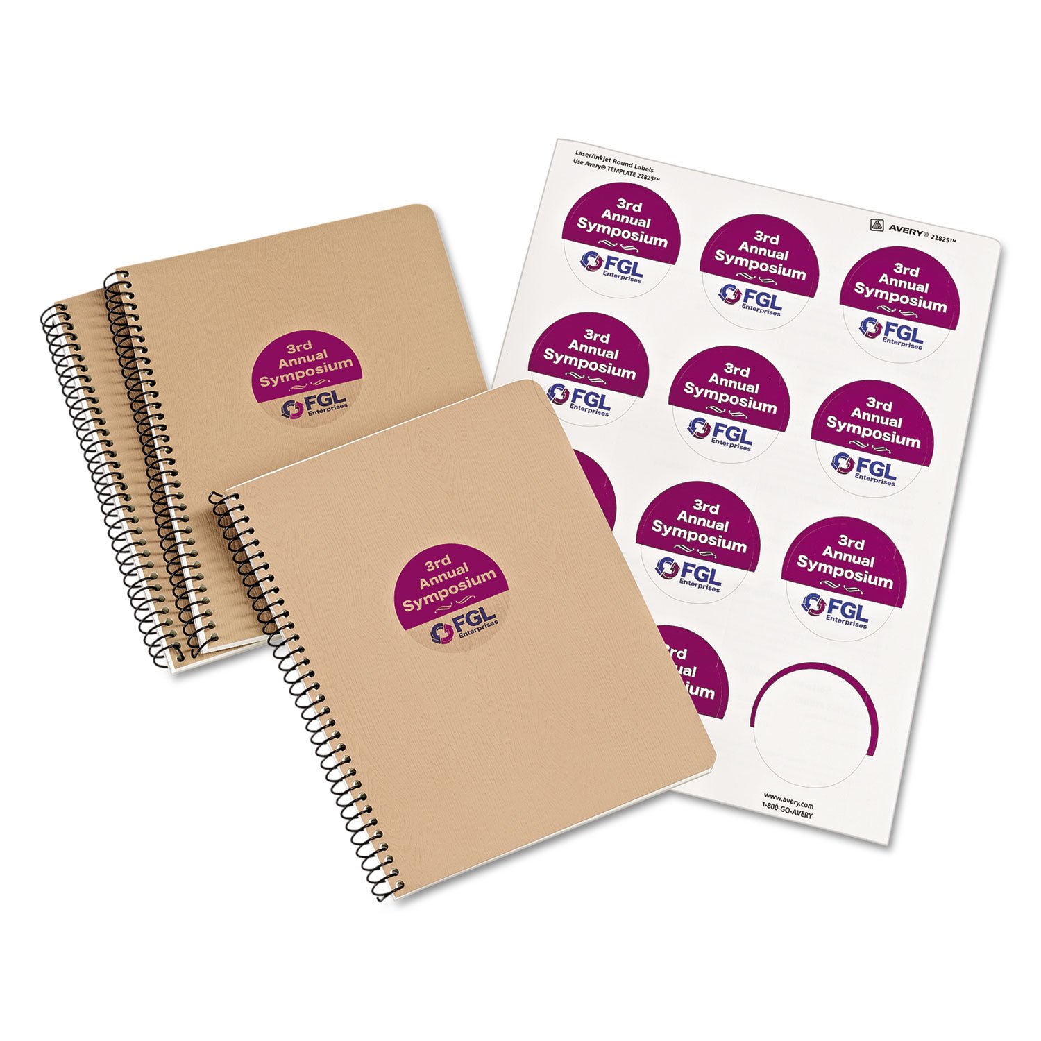 Avery Round Print-to-The Edge Labels with Sure Feed and Easy Peel, 2" Dia, Glossy Clear, 120/pk