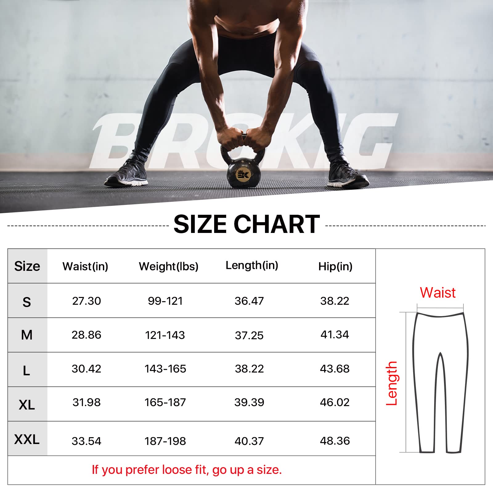 BROKIG Mens Lightweight Gym Jogger Pants,Men's Workout Sweatpants with Zip Pocket(Black,Large)