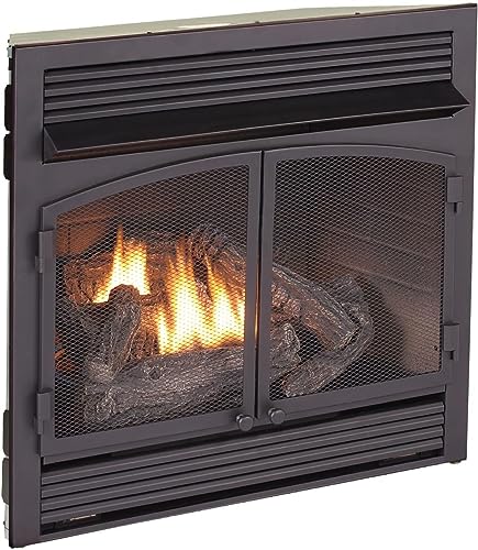 Duluth Forge Dual Fuel Ventless Gas Fireplace Insert, Remote Control, 6 Fire Logs, Use with Natural Gas or Liquid Propane, 32000 BTU, Heats up to 1500 Sq. Ft., Black