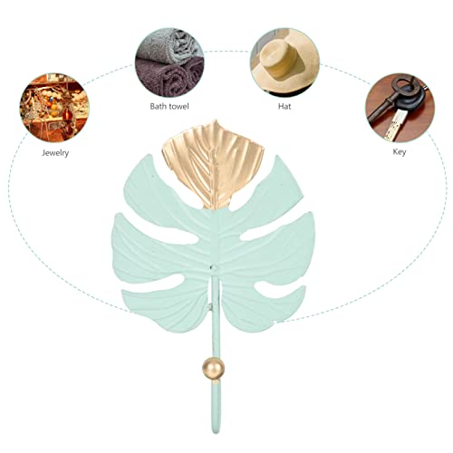 DOITOOL Metal Hangers Palm Leaf Wall Hooks Hanger: 5pcs Decorative Monstera Leaf Towel Hooks Rustic Key Hangers for Coat Hat Robe Entryway Car Key Holder