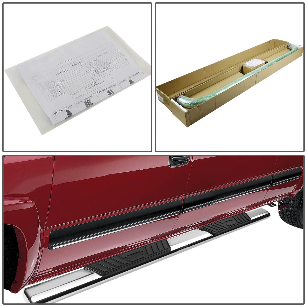 Auto Dynasty 5 Inches Oval Tubing Side Step Nerf Bar Running Board Compatible with Ford F-150 Extended Cab 04-08, Stainless Steel, Polished Chrome