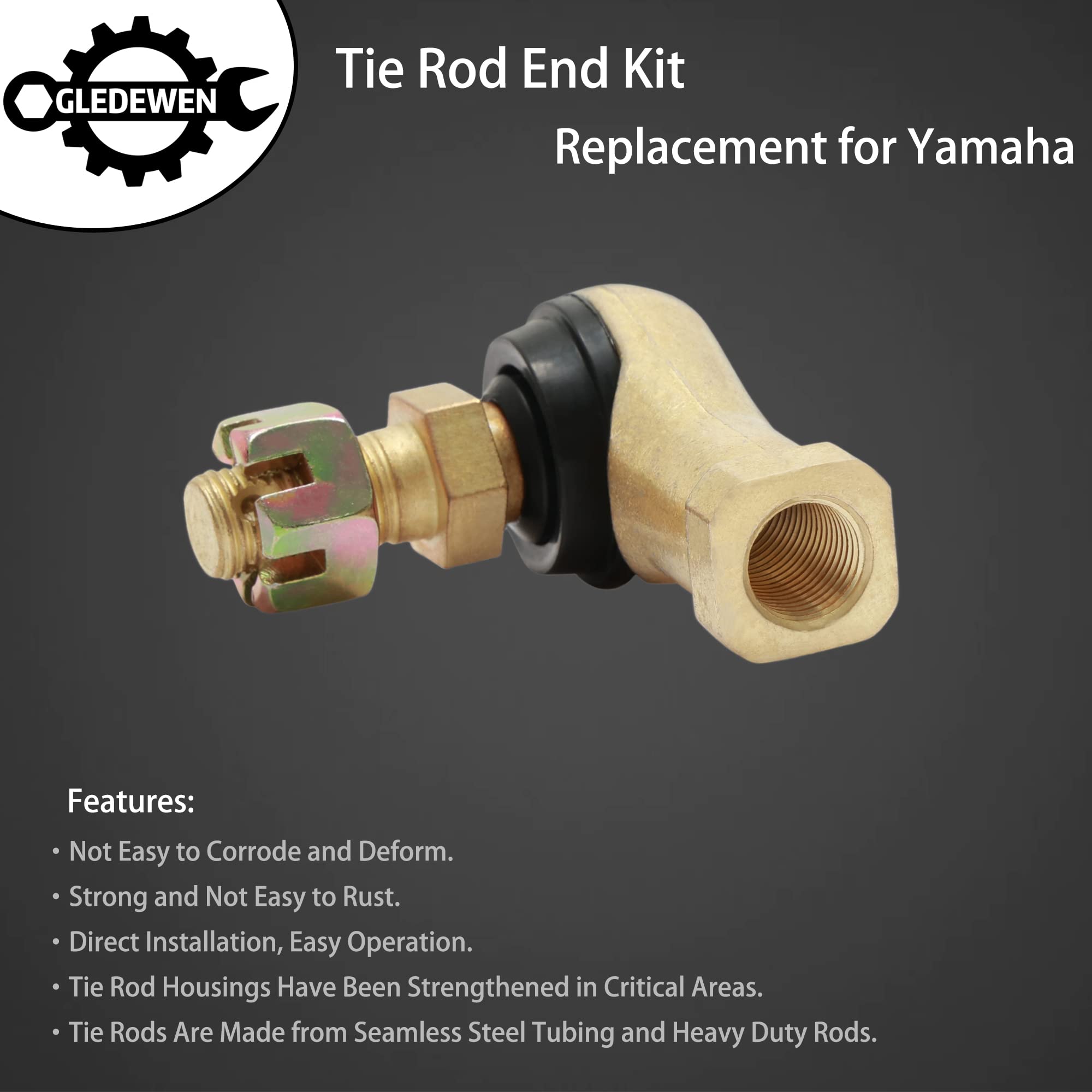 Tie Rod End Kit, Compatible With 2000-2012 Yamaha Big Bear 400, 2003-2006 Kodiak 400/450, 07-12 Grizzly 350/400 / 450, 04-06 Bruin 350, 06-10 Wolverine 350/450 Ball Joint Set ATV UTV Accessories