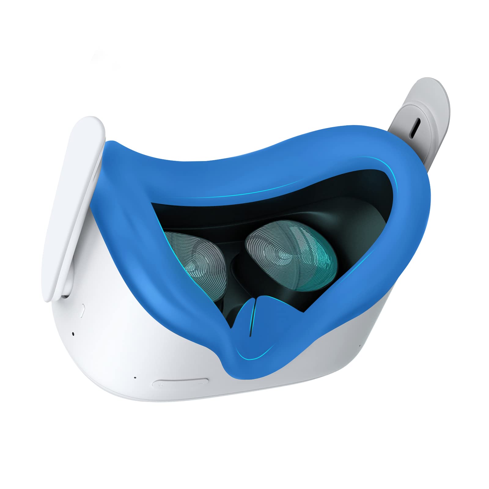 MASiKEN Silicone VR Face Cover for Oculus Quest 2 Face Pad - Meta Quest 2 Washable Nose Pad Light Blocker, Sweatproof Comfort Quest 2 Insert VR Mask Accessories (Blue)