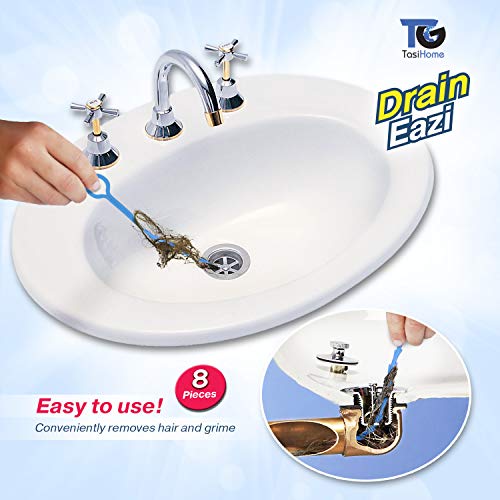 DRAIN EAZI TasiHome Best Hygienic Disposable Hair Catcher and in-Drain Hair Collector for All Showers, Baths, Basins 8 Pack