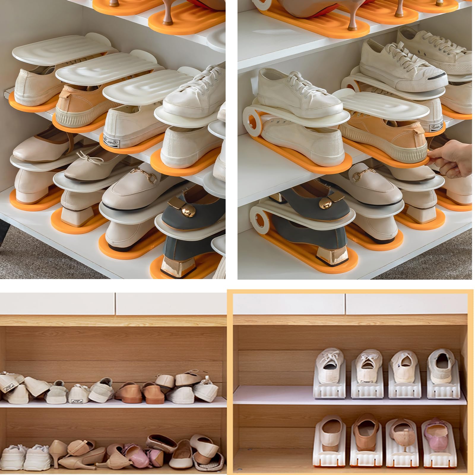CLIBFENG Shoe Slot Storage Box Adjustable Shoe Rack Save Space Suitable for High Low Heels, Sneakers and Sandals (10 packs)