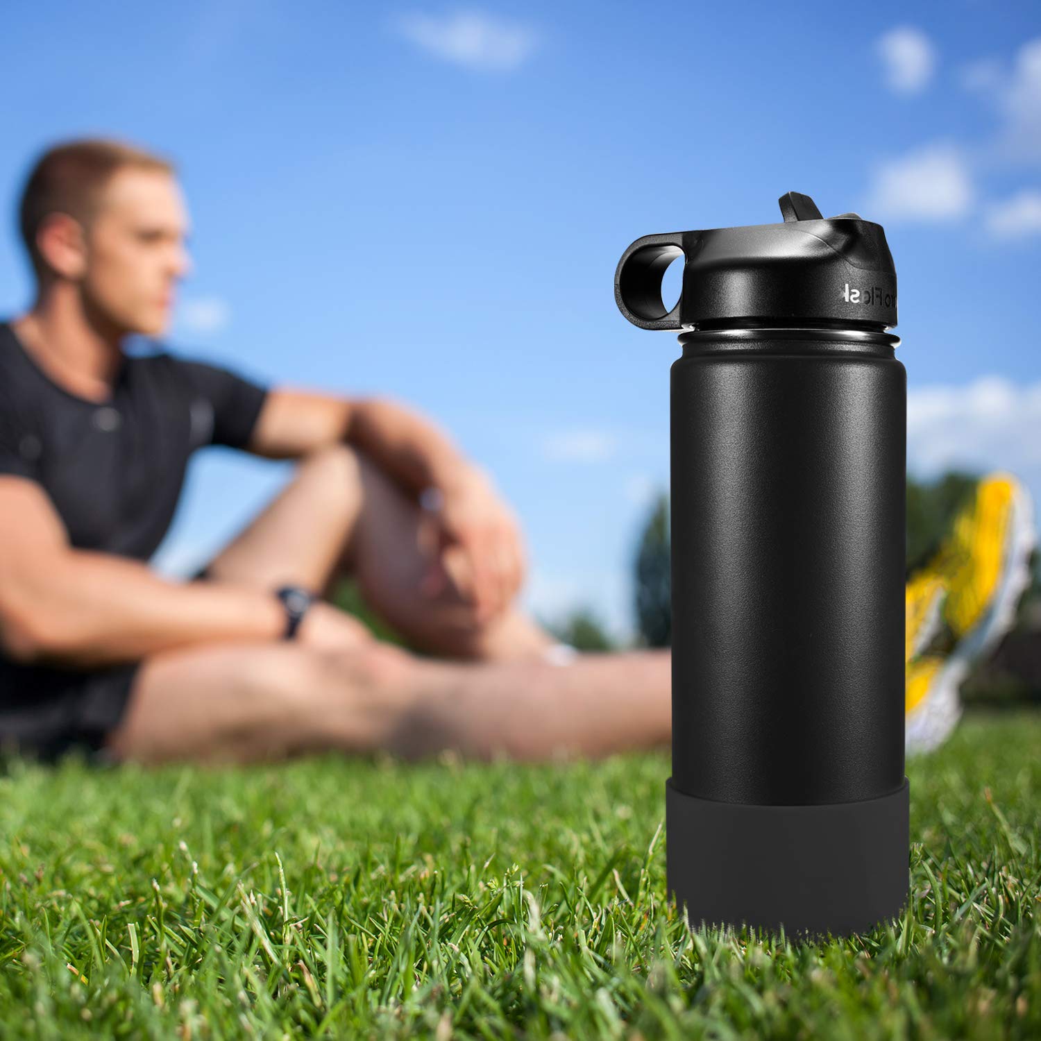 Boao 5 Pieces Protective Silicone Boot Anti-Slip Bottom Sleeve Cover for Water Bottle Compatible with MIRA, Simple Modern and Iron Flask Water Bottles (12-24 oz)