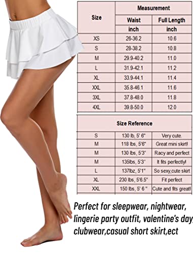 Avidlove Mini Skirts for Women Flirty Double Layered Ruffle Mini Skirt(White,XS)
