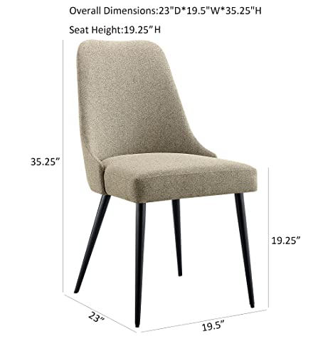 Ball & Cast Modern Kitchen Chair Upholstered Dining Chairs, Desk Chair Side Chair with Metal Legs, Brown Grey Set of 2
