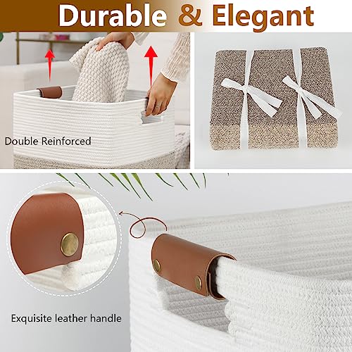 SIXDOVE Laundry Hamper 90L Extra Large Laundry Basket, Tall Woven Blanket Basket, Cotton Woven Storage Basket Hamper with Handles for Living Room, Collapsible Large Basket for Toys, Pillows, Blankets, Clothes-Gradient Yellow