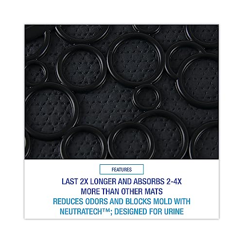 Boardwalk CMBB Commode Mat 2.0, Absorbant, Rubber, 22 x 22, Black, 6/Carton