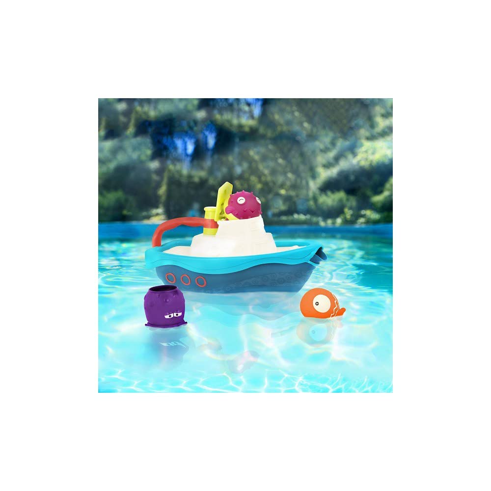 B. toys- Off the Hook- Water Play Bath & Beach Toy Boat with Squirting Toys & Hidden Storage Compartment- Baby Toys β 6 Months