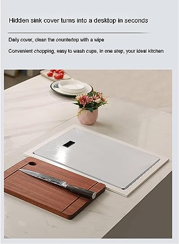 DOKERS Waterfall Kitchen Sink Kitchen Sink Quartz Stone White Invisible Small Sink with Cup Washer Kitchen Single Sink Hidden Bar Island Sink (Color : 1, Size : 48X38X22.5Cm)